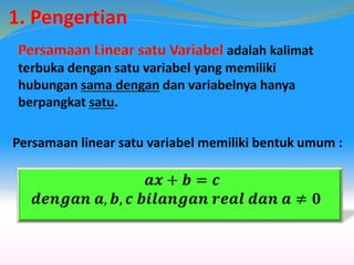 MTW/1A.persamaan linear satu variabel | PPTX