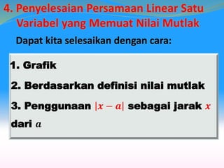 MTW/1B.persamaan linear satu variabel yang memuat nilai mutlak | PPT