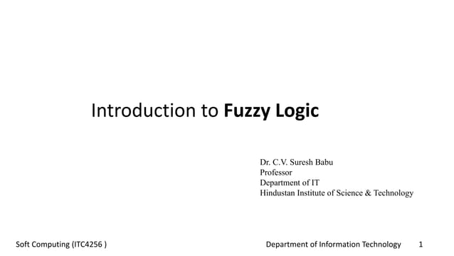Introduction to fuzzy logic | PPTX | Programming Languages | Computing