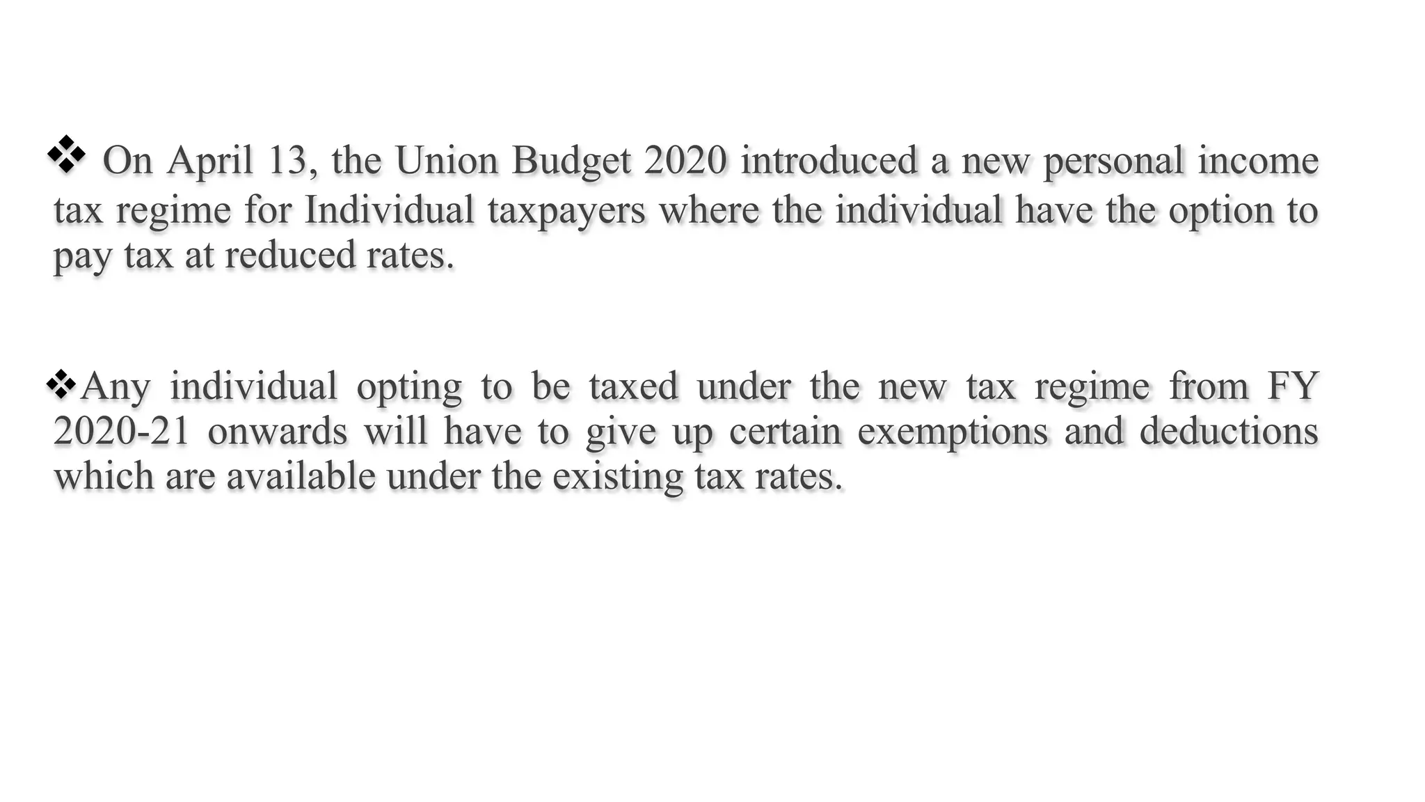 NEW TAX REGIME FOR INDIVIDUAL TAXPAYERS | PPT