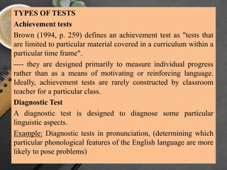 ASSESSMENT: TESTING, ASSESSMENT, AND EVALUATION IN TEACHING (I) | PPT