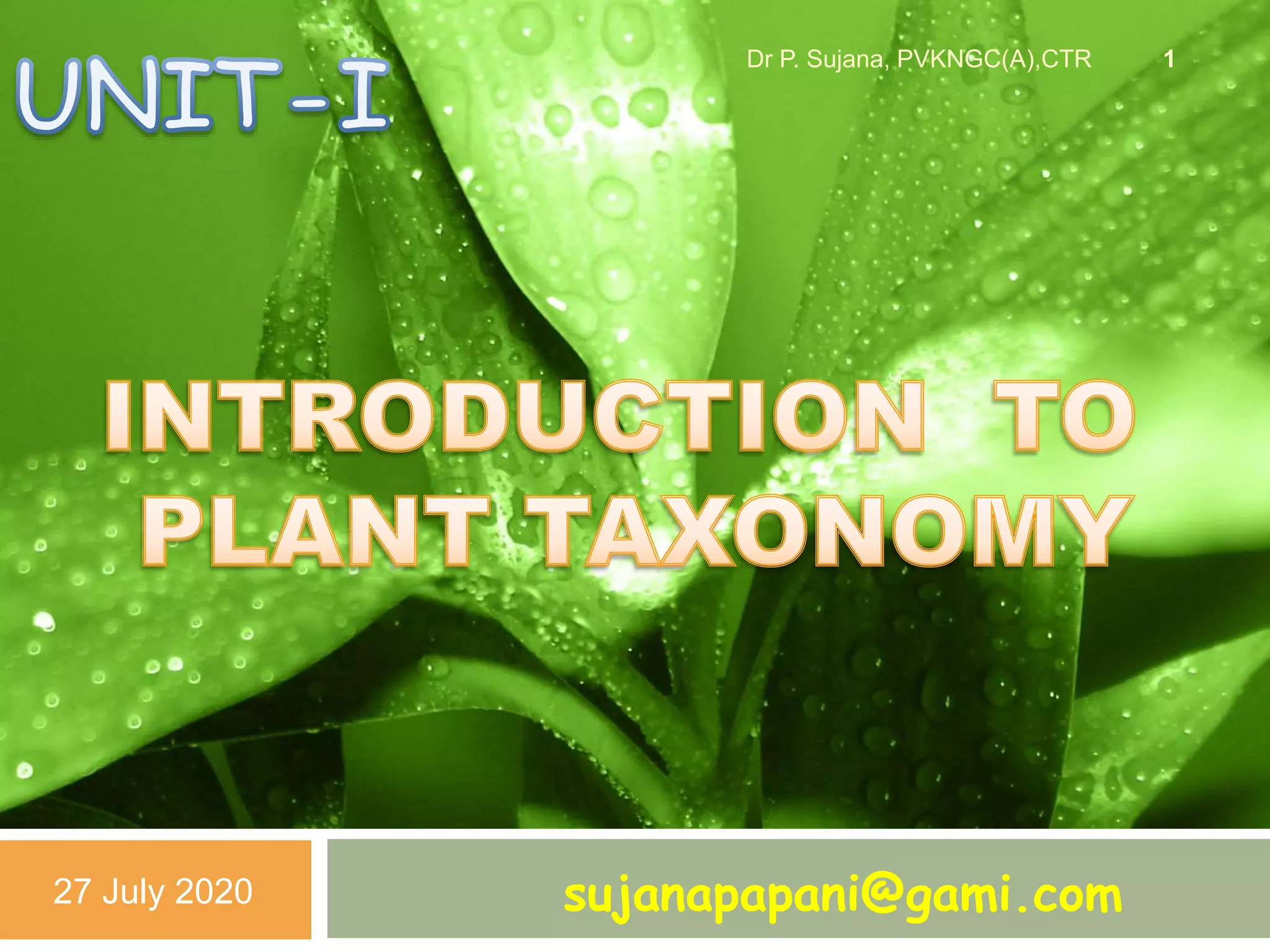 1.unit lesson 1- Introduction to plant taxonomy | PPTX | Biological ...