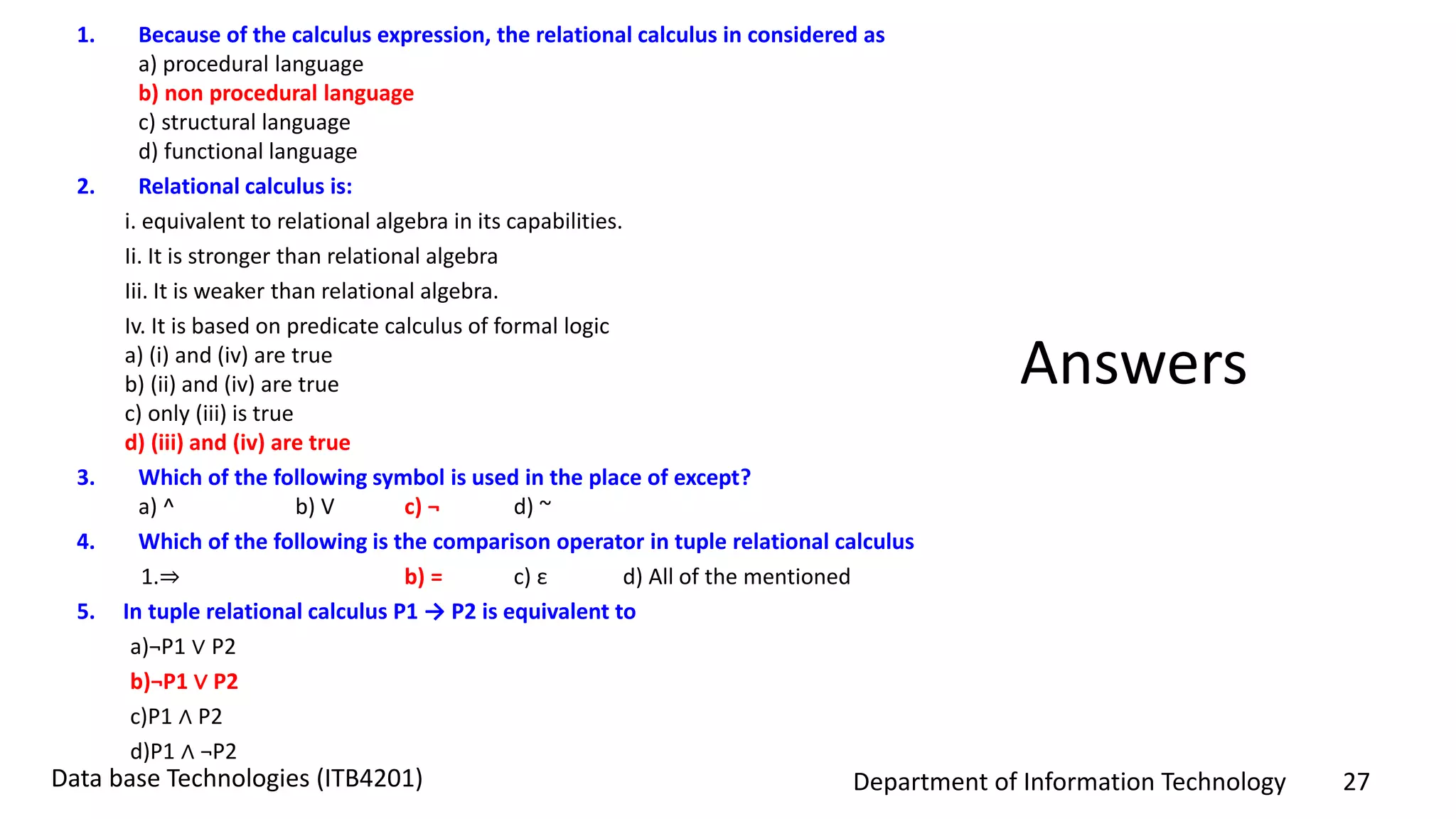 Relational Calculus Pptx Databases Computer Software And Applications