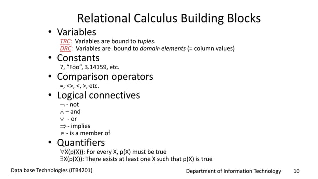 Relational Calculus | PPTX | Databases | Computer Software and Applications