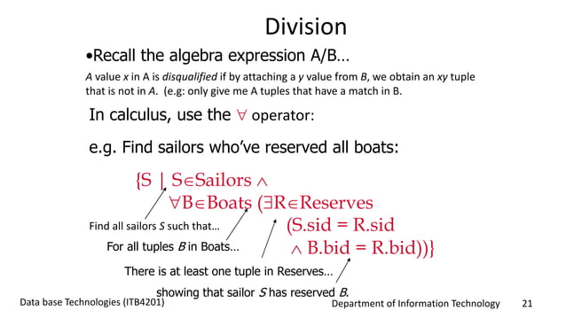 Relational Calculus | PPTX | Databases | Computer Software and Applications