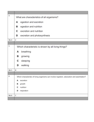 1.0 characteristics of living organisms-set-1-ms | PDF | Biological ...