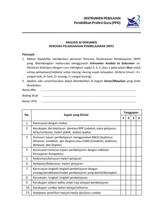 1. instrumen-penilaian-analisis-isi-dokumen-rpp-century-10-sep-2018 (1) | DOC