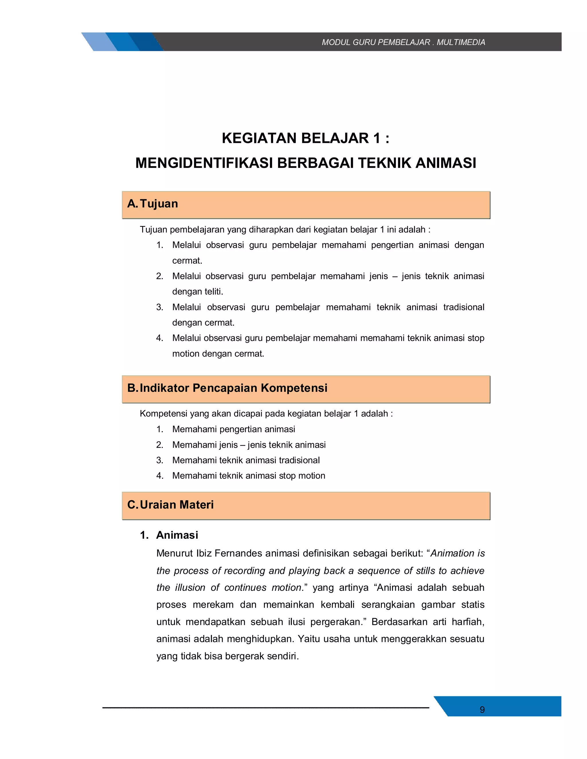 1. mengidentifikasi teknik animasi | PDF