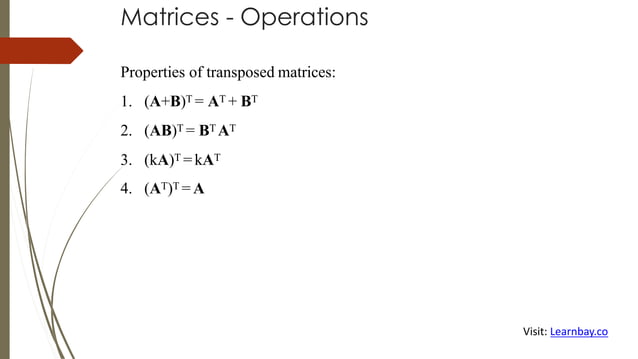 Matrix introduction and matrix operations. | PDF | Physics | Science