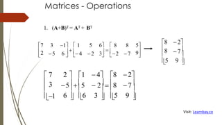 Matrix introduction and matrix operations. | PDF