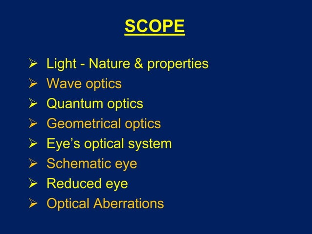 LIGHT, PHYSICAL & PHYSIOLOGICAL OPTICS | PPT