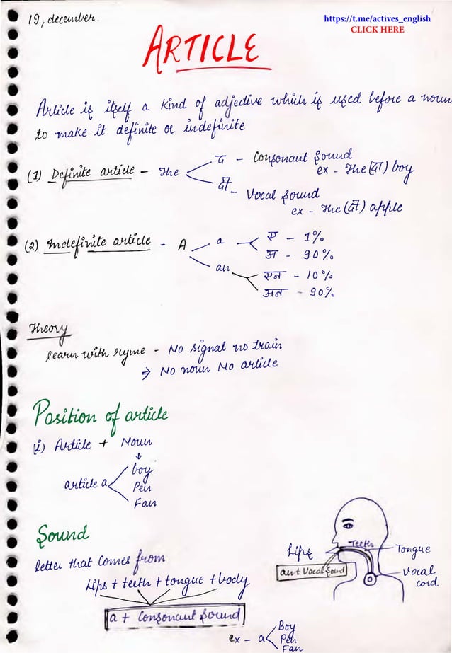 Articles English Grammer | PDF