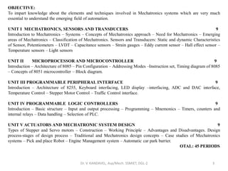 ME8791 Mechatronics UNIT-I (VK-SSM) | PDF