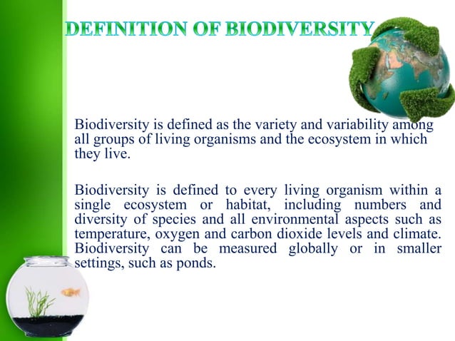 Biodiversity concept, types & its values | PPTX