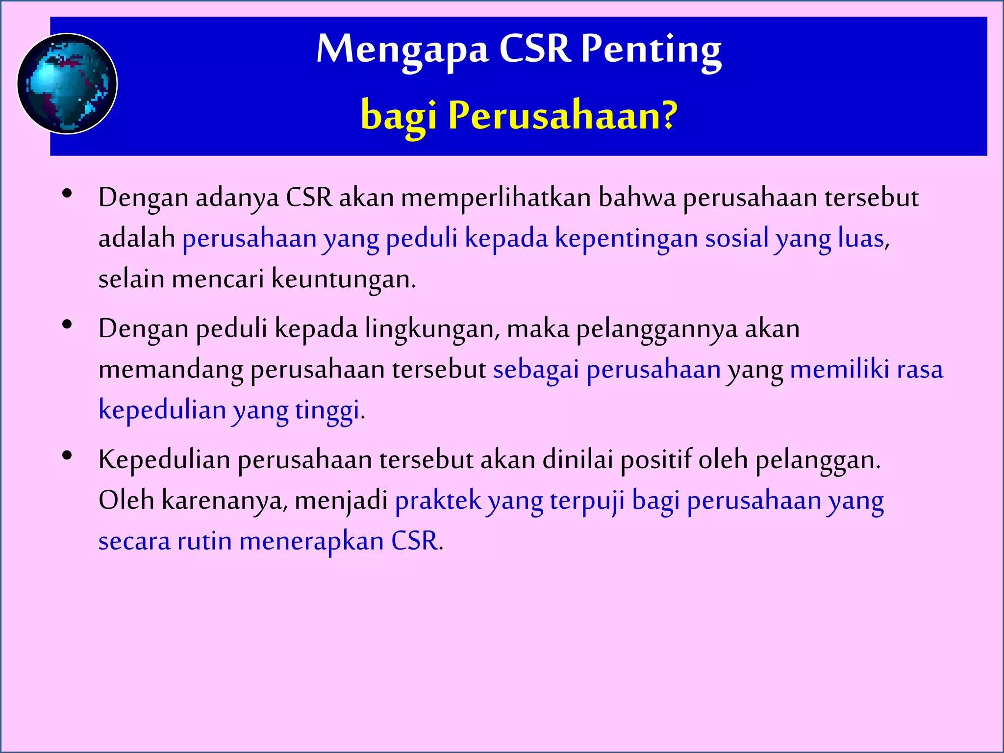 Pengertian & Konsep CSR_Materi Training "CSR" | PPTX