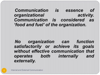 INTERNAL AND EXTERNAL COMMUNICATION IN BUSINESS ORGANISATION BY SHABNAM ...