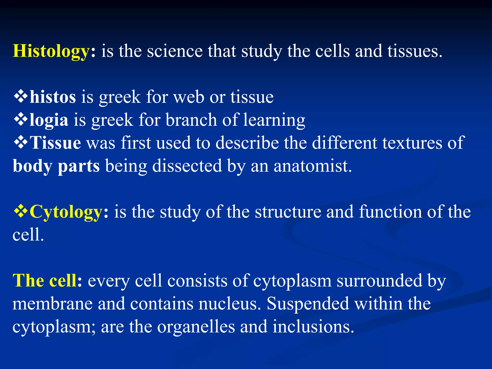 1. introduction to histology 2020 | PPT