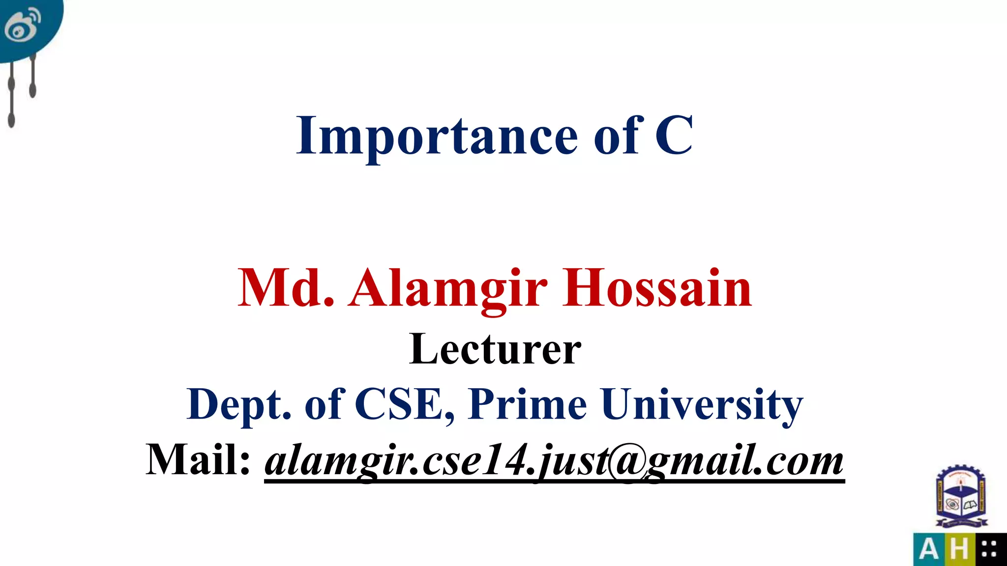 1. importance of c | PPTX