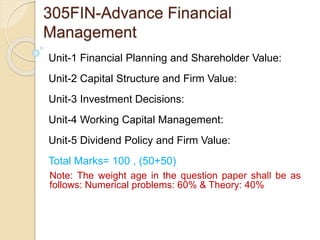 Financial Management/Advance Financial Management | PPTX