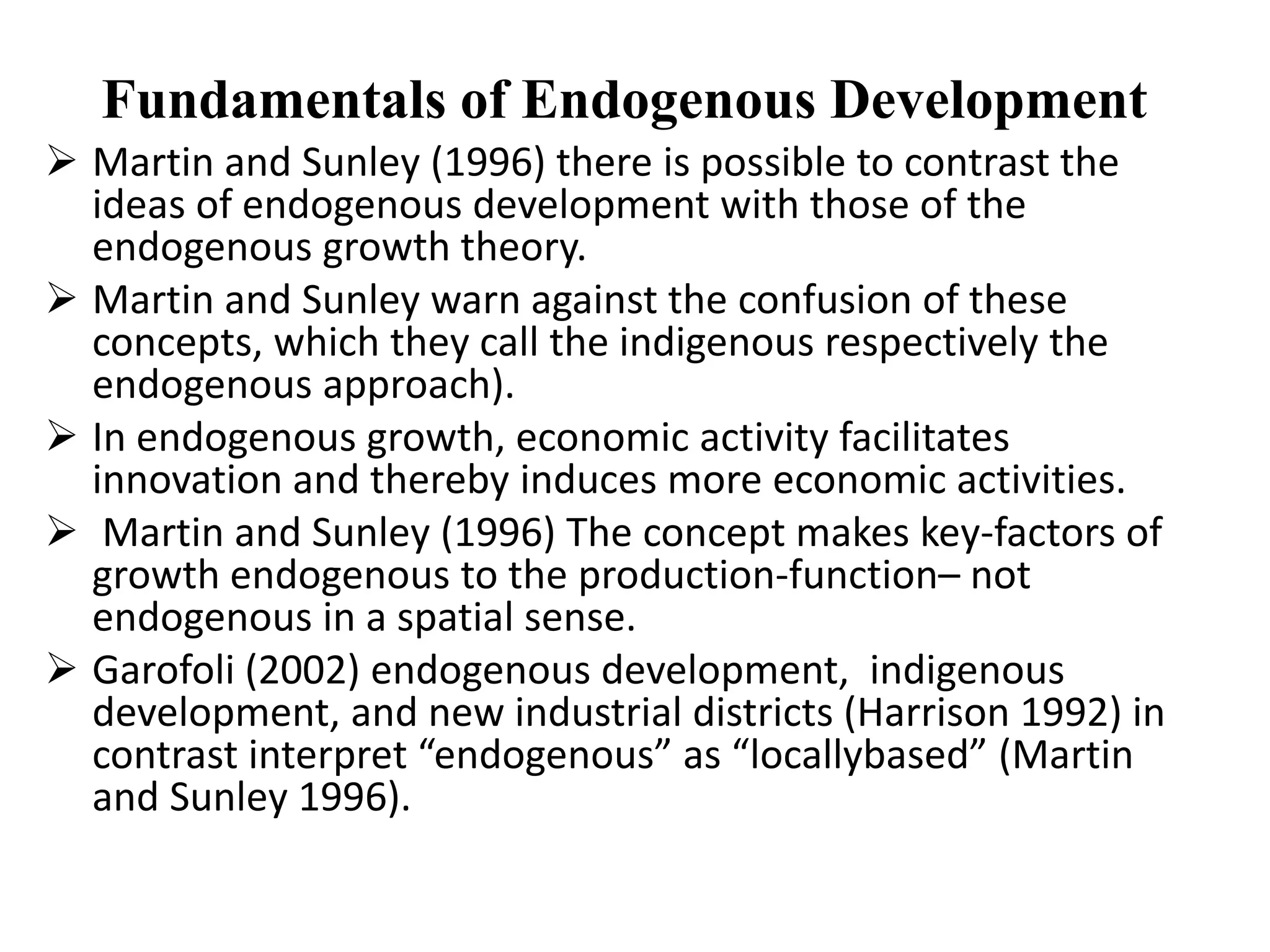 Endogeneous Theory of Rural development | PPTX