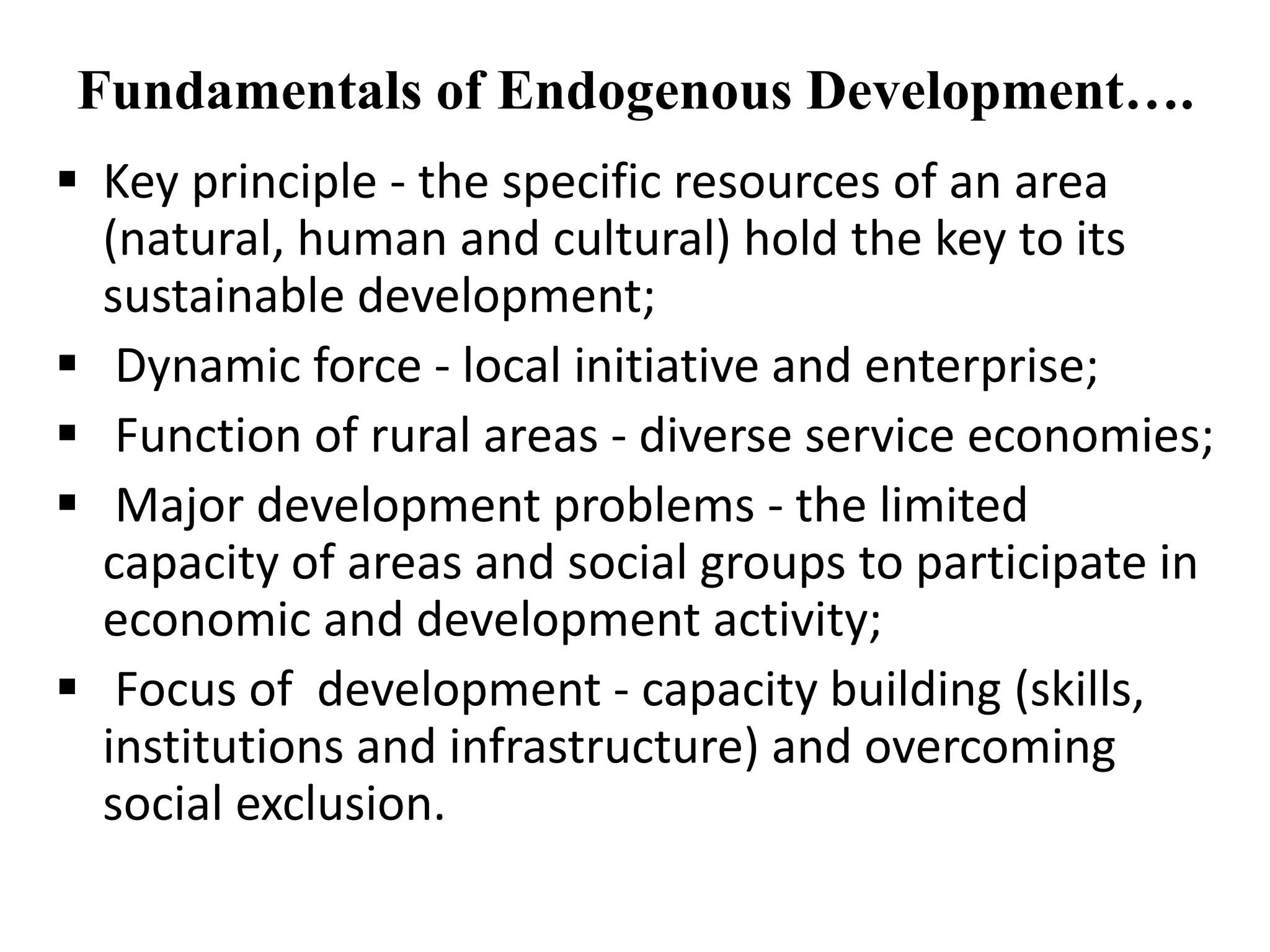 Endogeneous Theory of Rural development | PPT