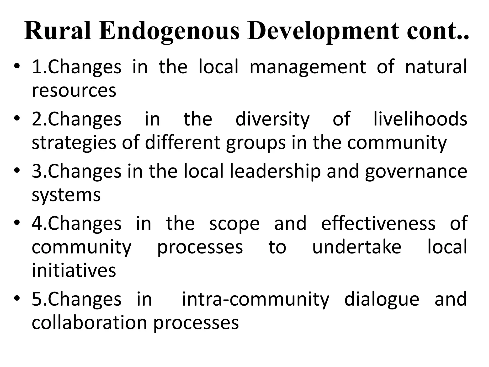 Endogeneous Theory of Rural development | PPT