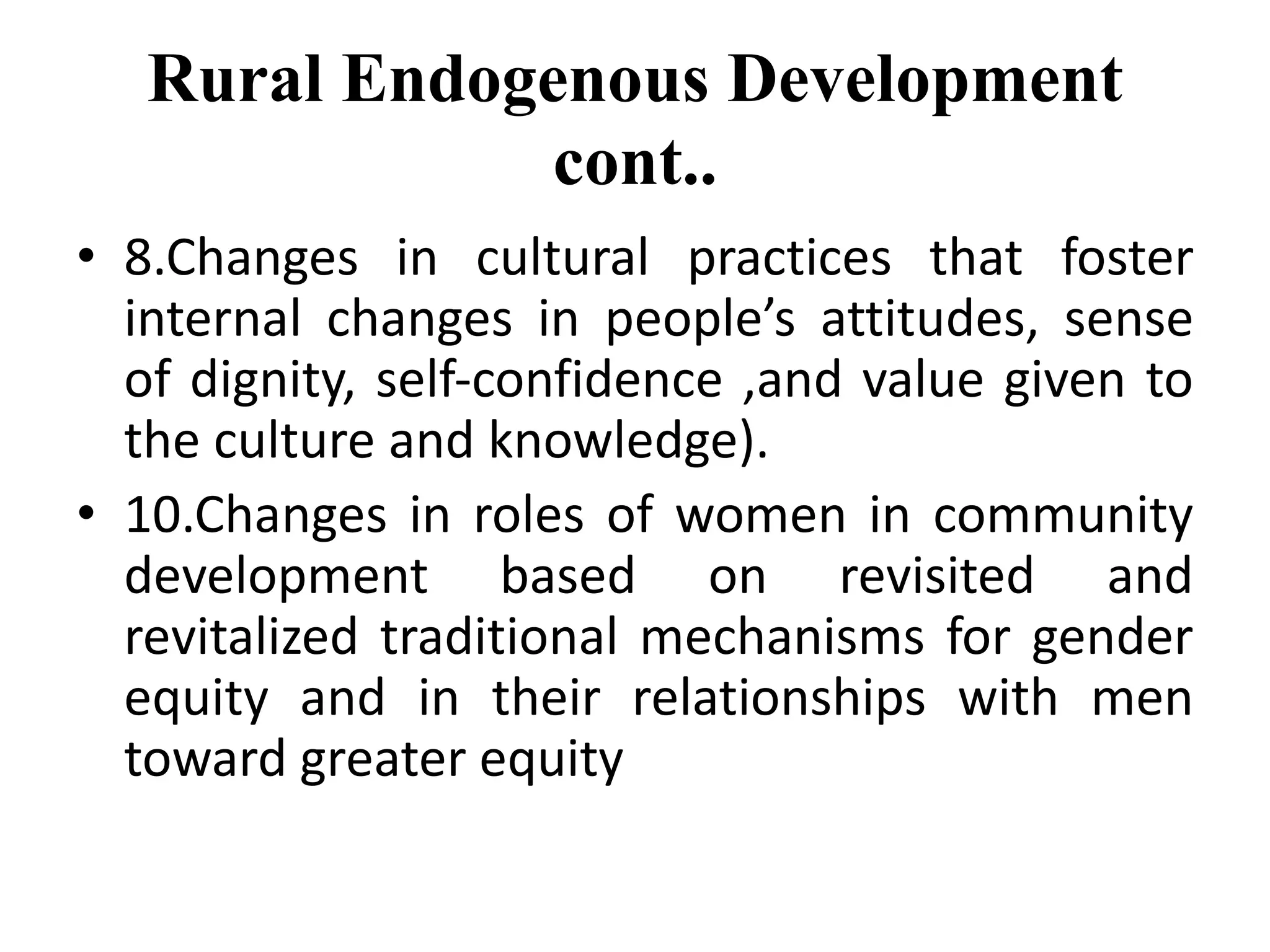 Endogeneous Theory of Rural development | PPT