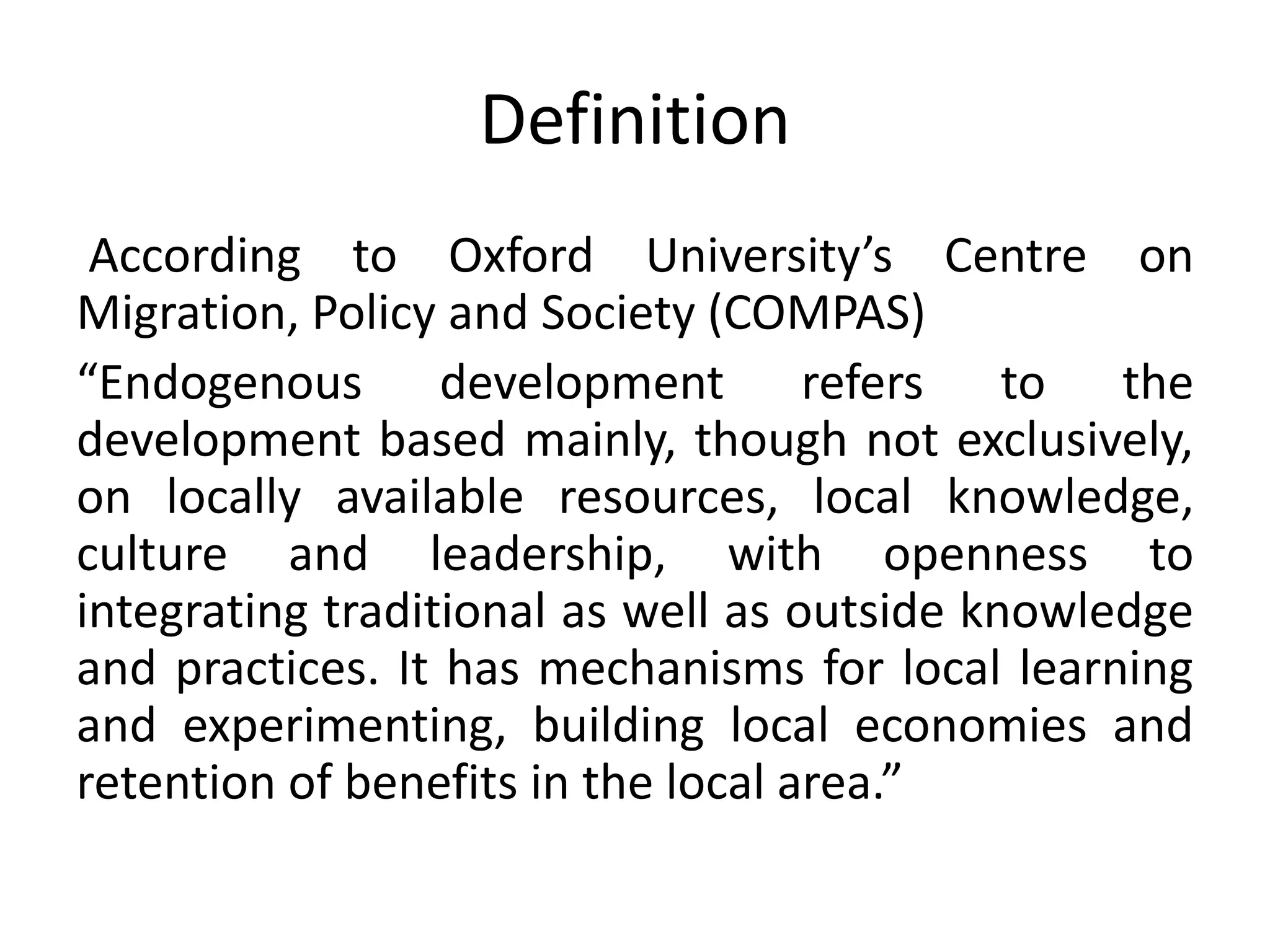 Endogeneous Theory of Rural development | PPTX
