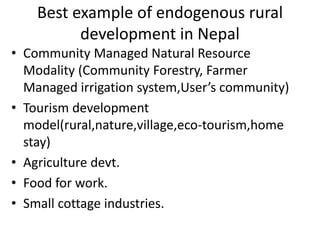 Endogeneous Theory of Rural development | PPT