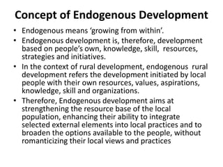 Endogeneous Theory of Rural development | PPT
