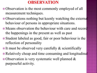 UNIT III - TOOLS AND TECHNIQUES FOR ASSESSMENT - Introduction ...