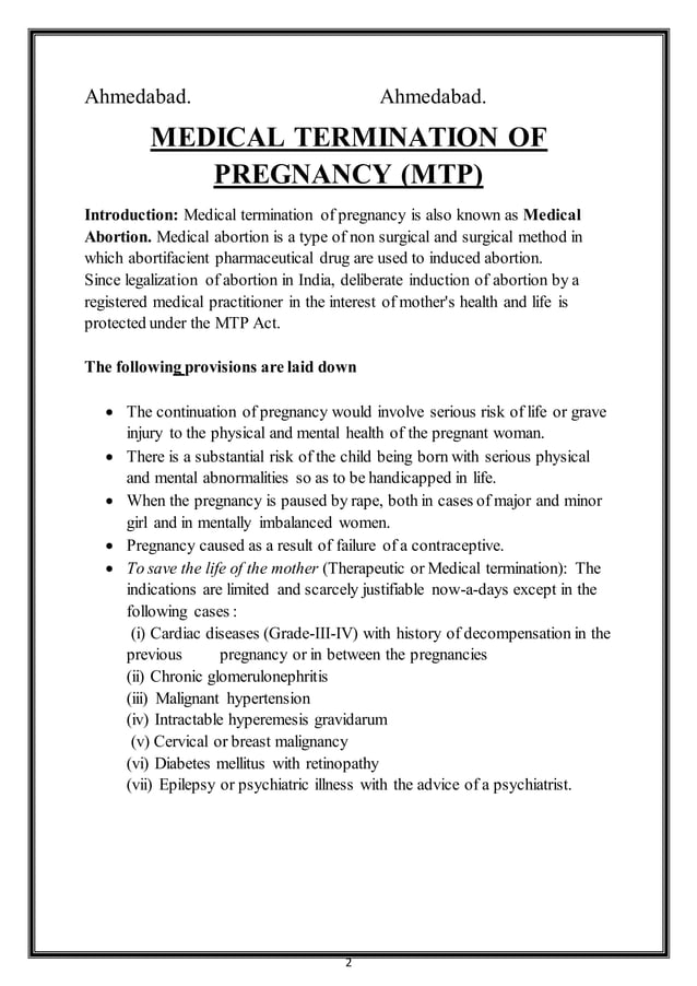MTP- Medical Termination Pregnancy word File | DOCX