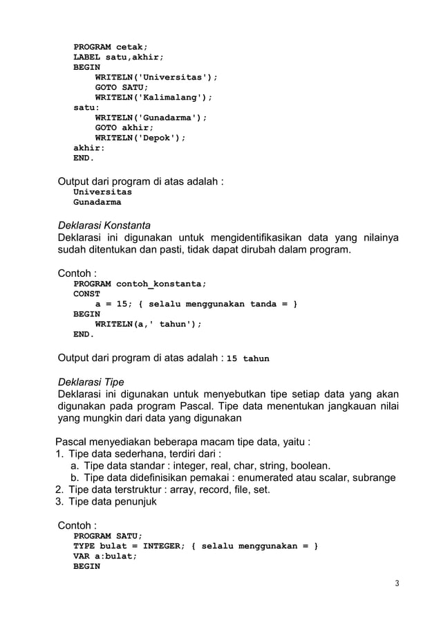 1. konsep dasar pemrograman pascal | PDF