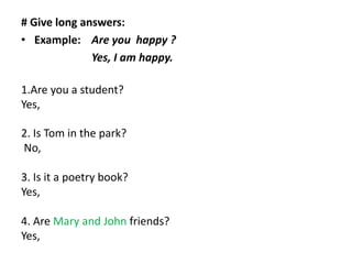 1. Subject pronouns + To Be | PPTX