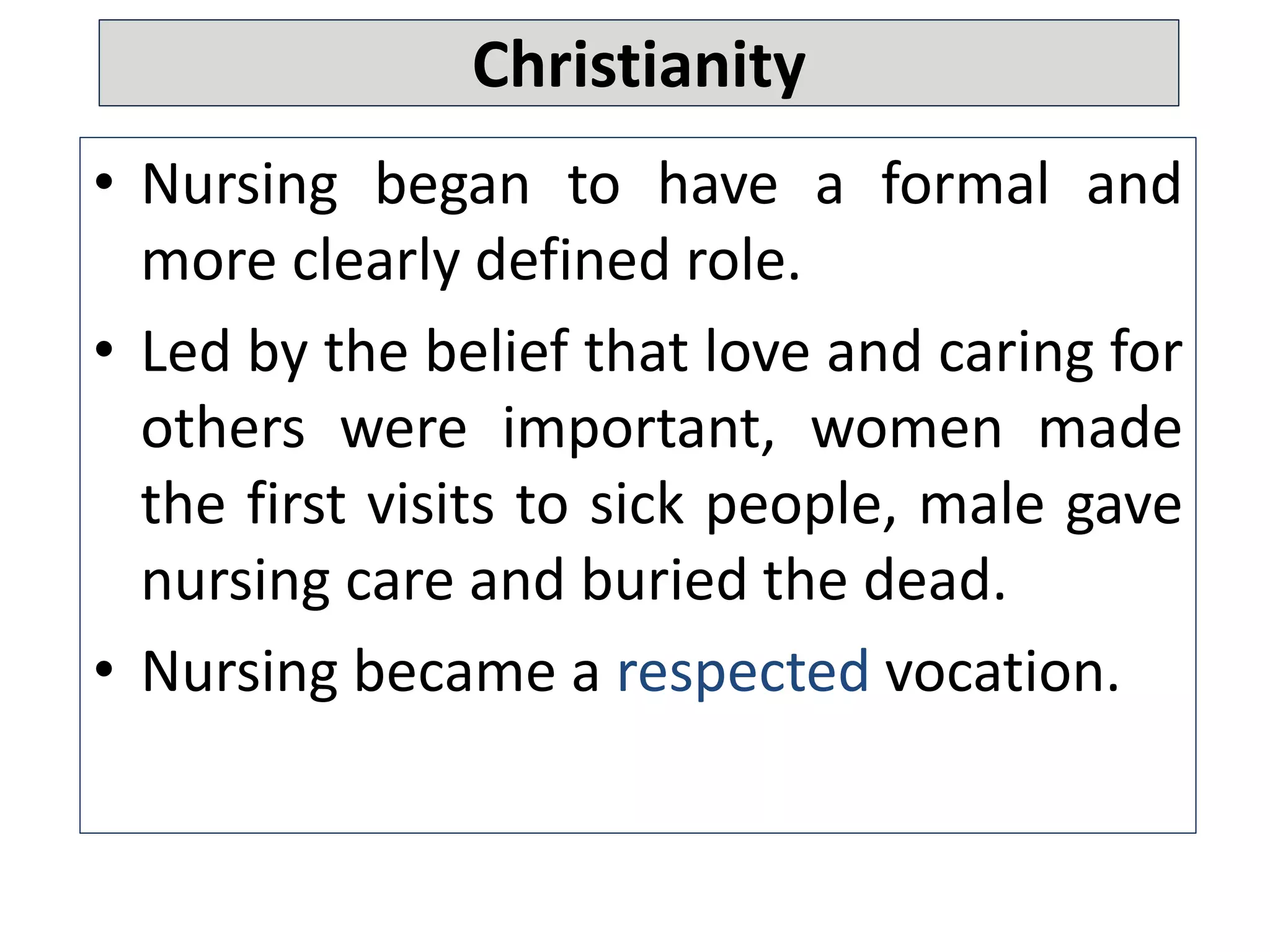 Historical evolution of nursing profession | PPTX