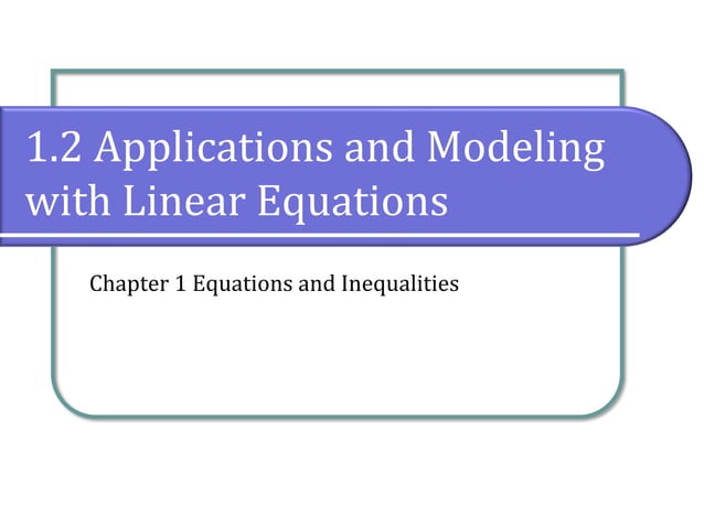 1.2 Applications of Linear Equations | PDF | Chemistry | Science