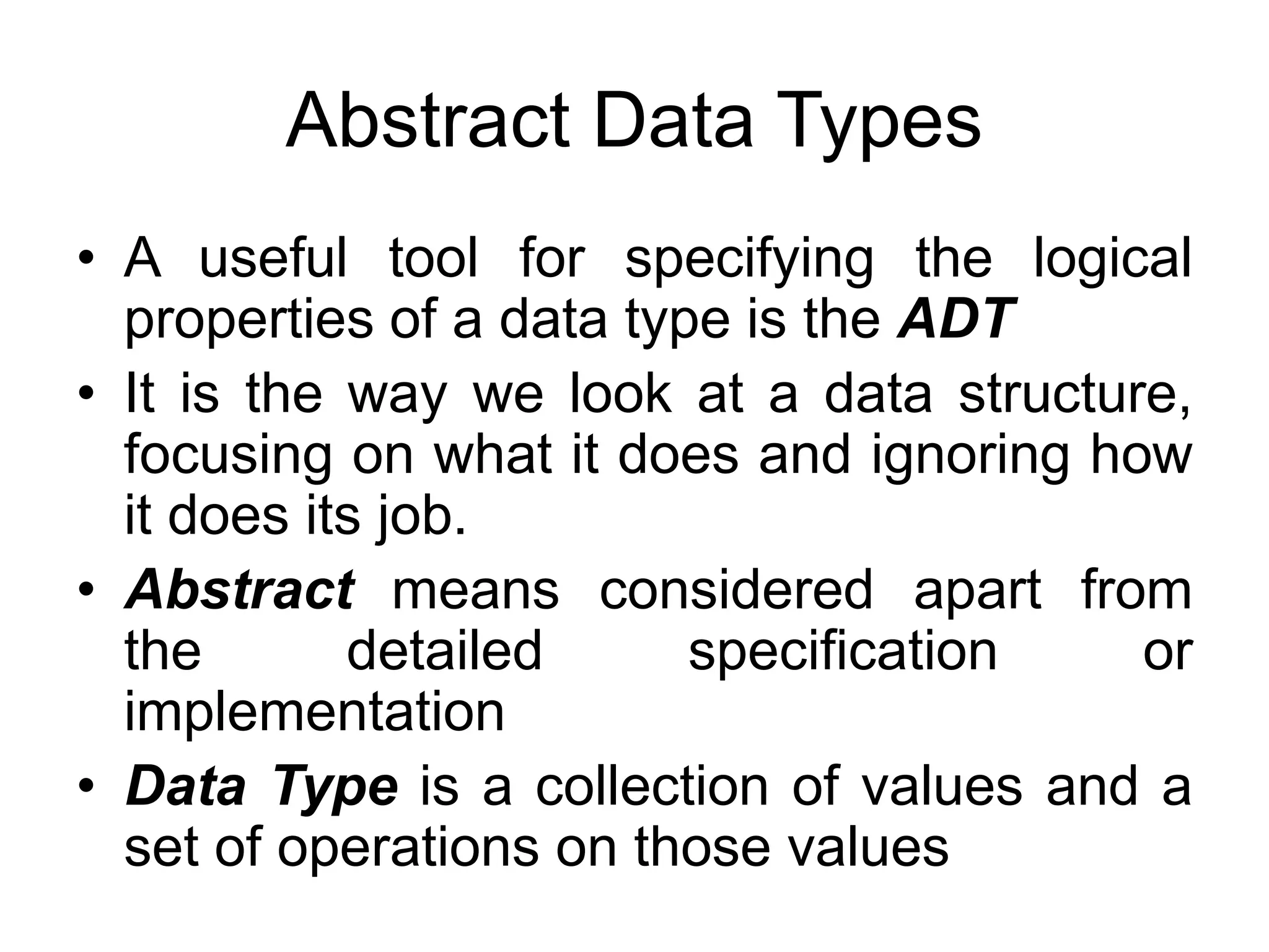 1 Data Structures Introduction Ppt