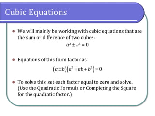 1.4 Quadratic Equations | PPT