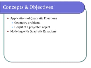 1.5 Applications of Quadratic Equations | PDF