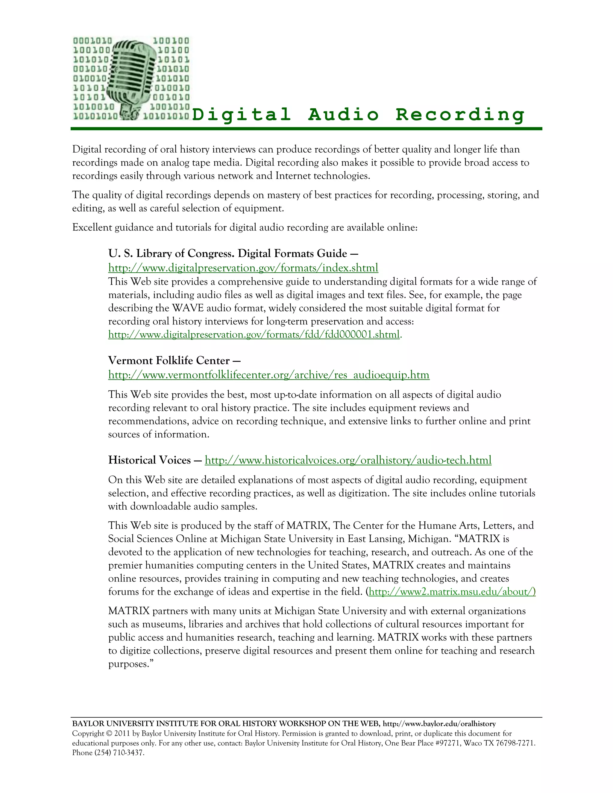 1. digital audio recording | PDF