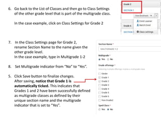 Steps in Updating Class Settings for Multigrade and Monograde | PPTX