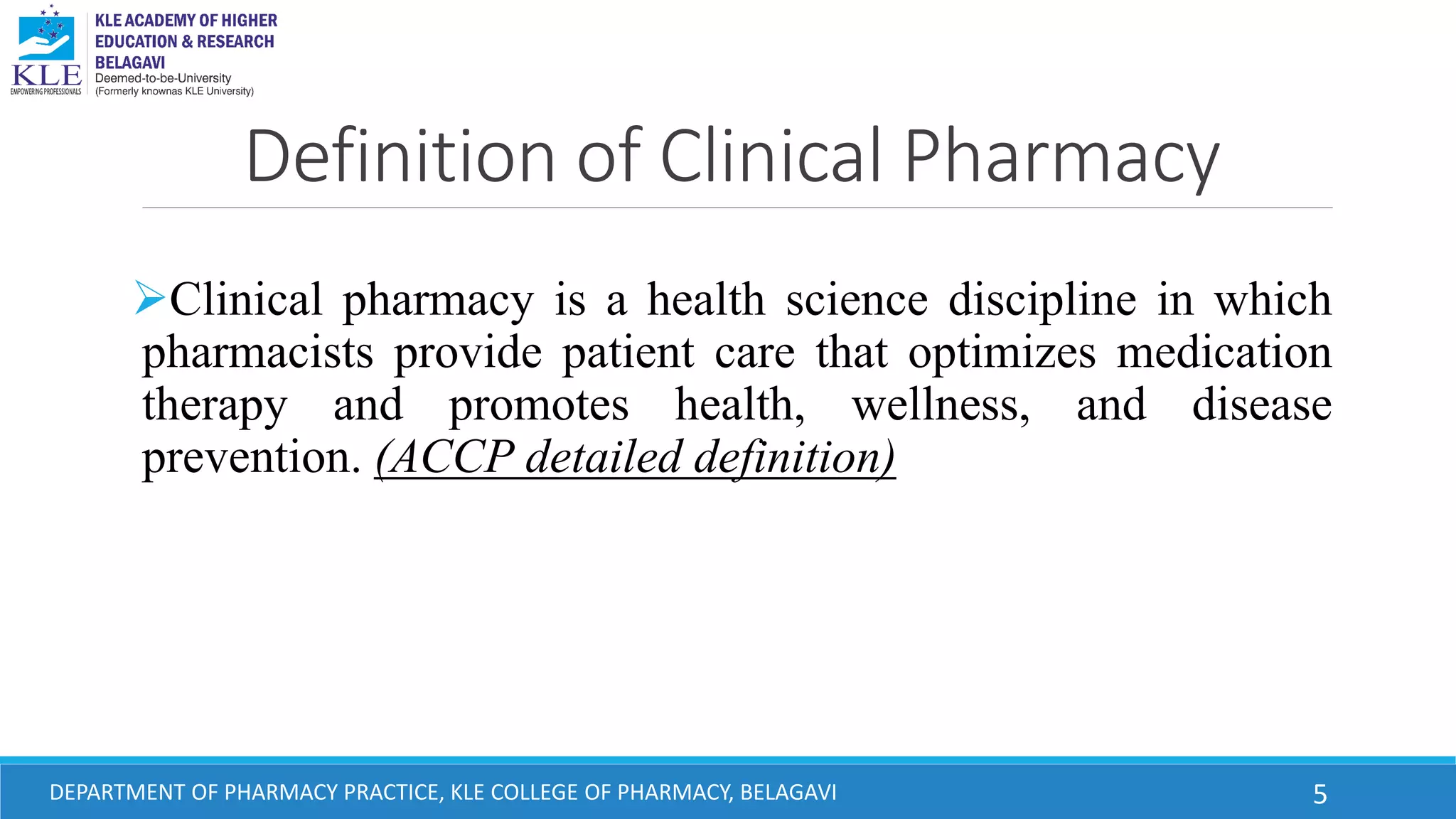 Introduction to clinical pharmacy | PDF