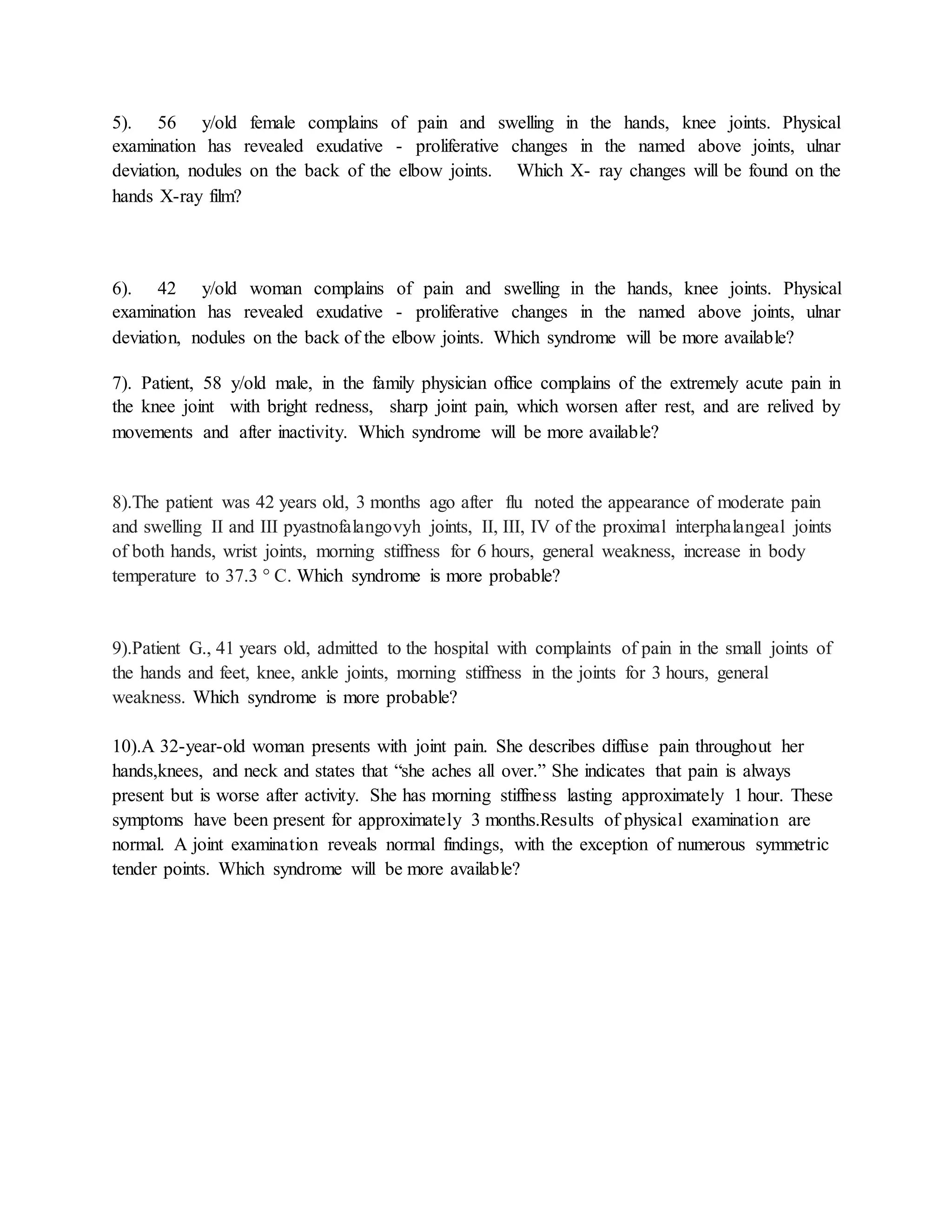 Joint Disorder MCQs | DOCX