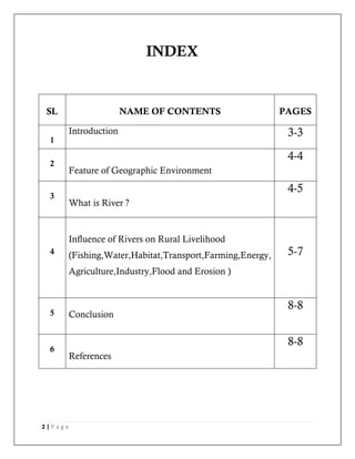 Influence of geographical environment (rivers) on rural livelihood by ...