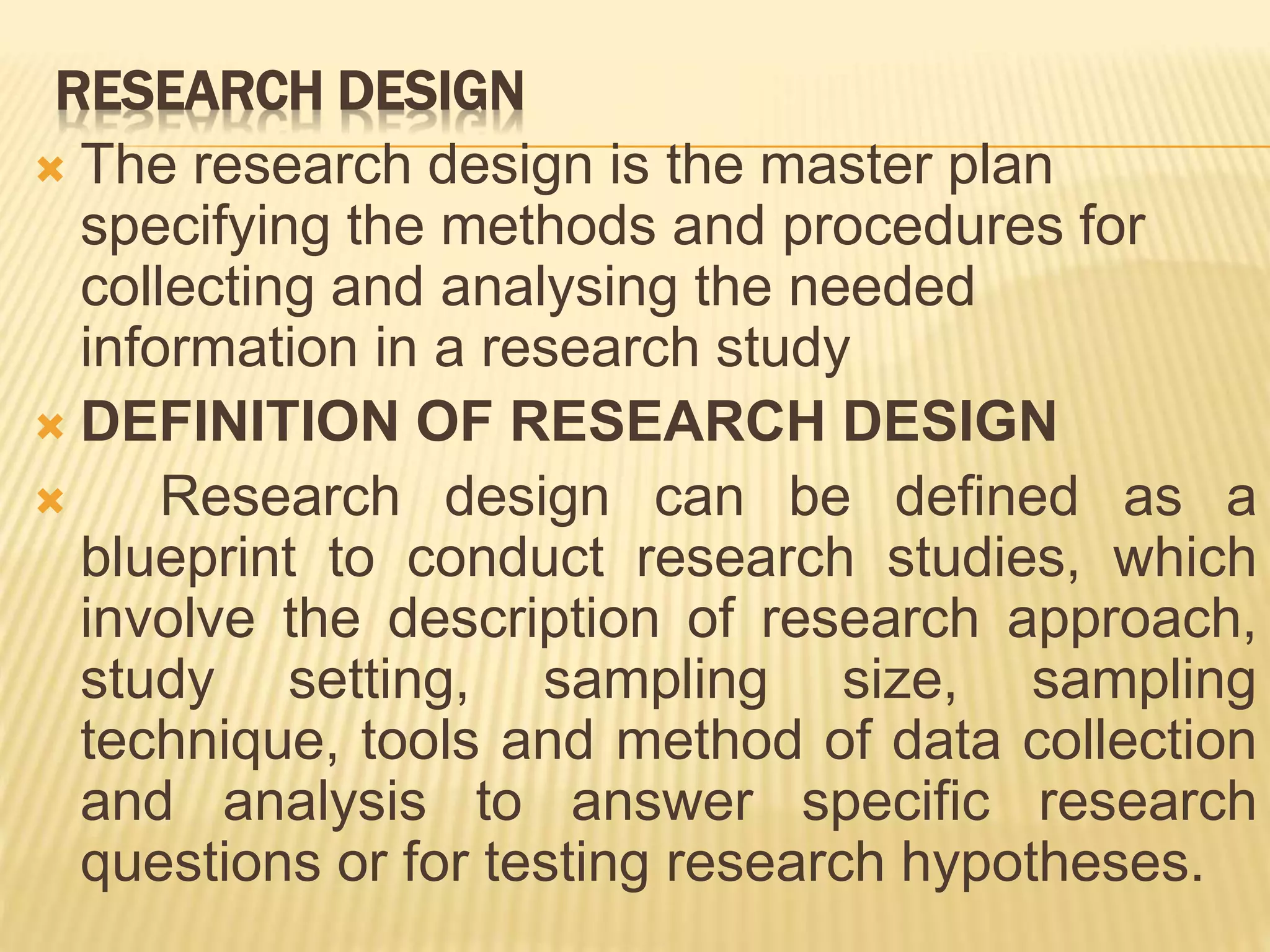 QUASI EXPERIMENTAL DESIGN . Type of Research Design. Research nursing ...