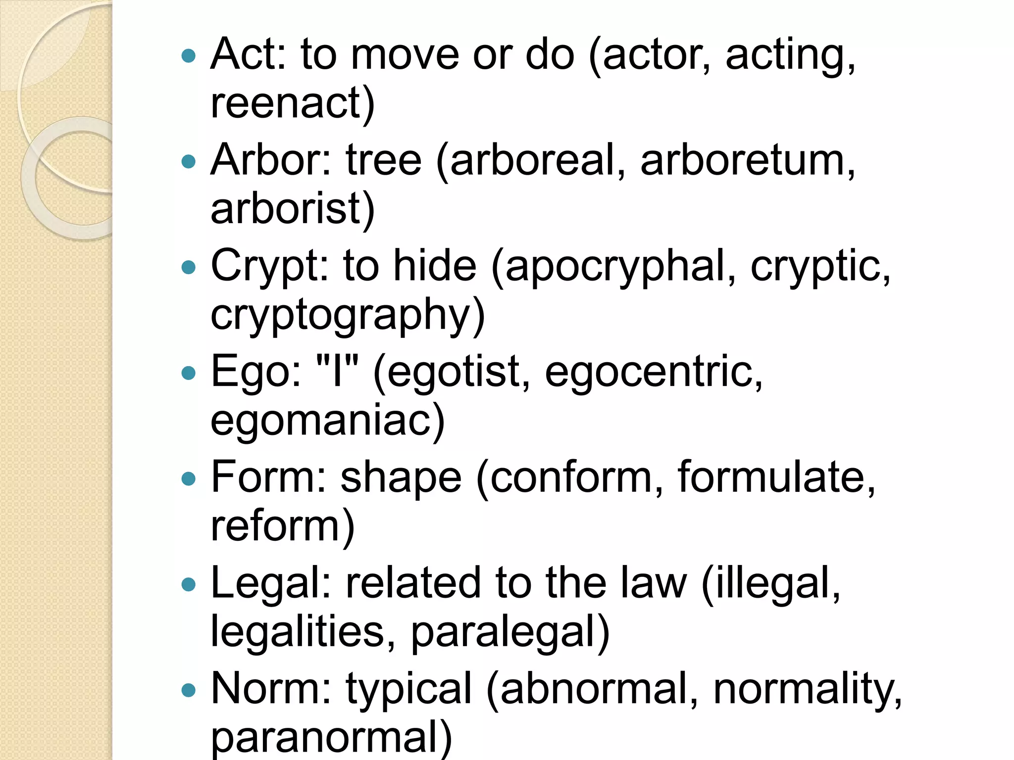 root words | PPTX | Geology | Science
