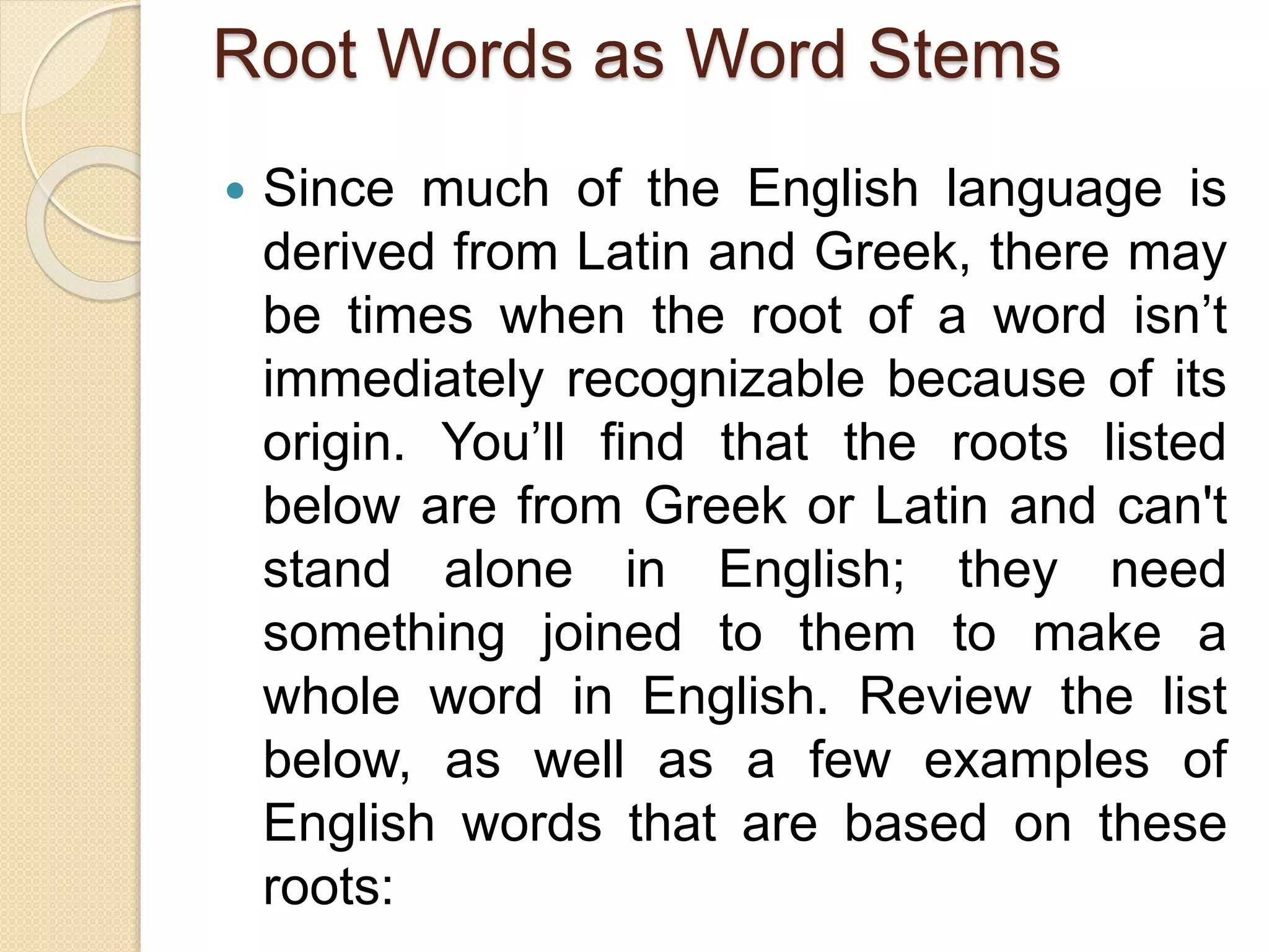 root words | PPTX | Geology | Science
