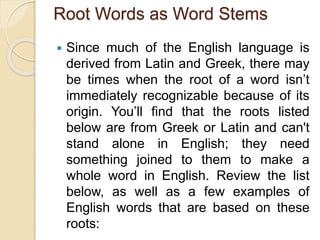 root words | PPTX | Geology | Science