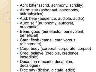 root words | PPTX | Geology | Science