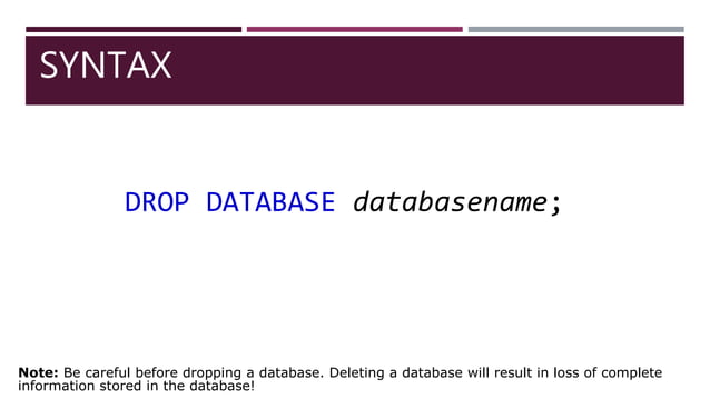 11 Sql Create And Drop Database Statement Ppt